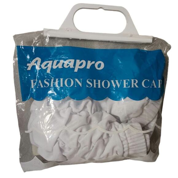 Aquapro | Accessories | New Vintage Aquapro Ruffle White Shower Cap ...